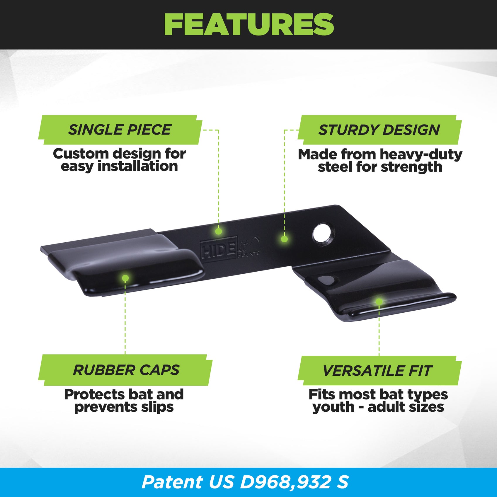 HIDEit HBat | Horizontal Baseball Bat Mount – HIDEit Mounts